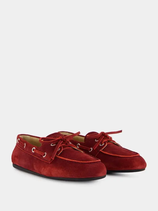 Miu Miu Calf Leather Moccasins With Laces - Red