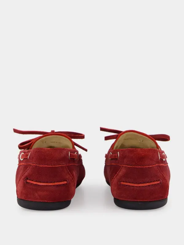 Miu Miu Calf Leather Moccasins With Laces - Red