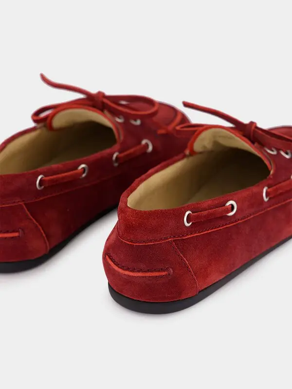 Miu Miu Calf Leather Moccasins With Laces - Red