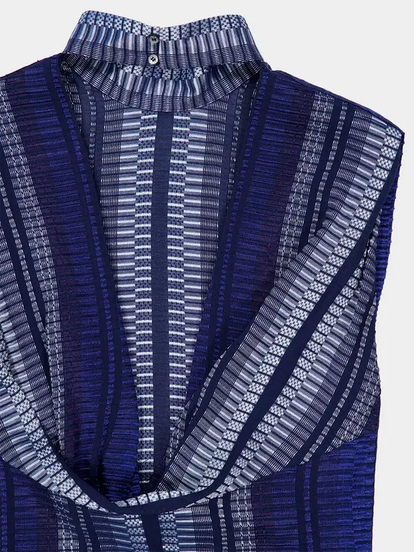 Zeus+dione Kymo Backless Jacquard Silk Top - Blue
