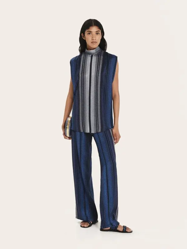 Zeus+dione Kymo Backless Jacquard Silk Top - Blue