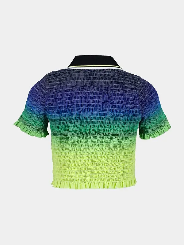 Casablanca Gradient Shirred Polo Shirt - Blue