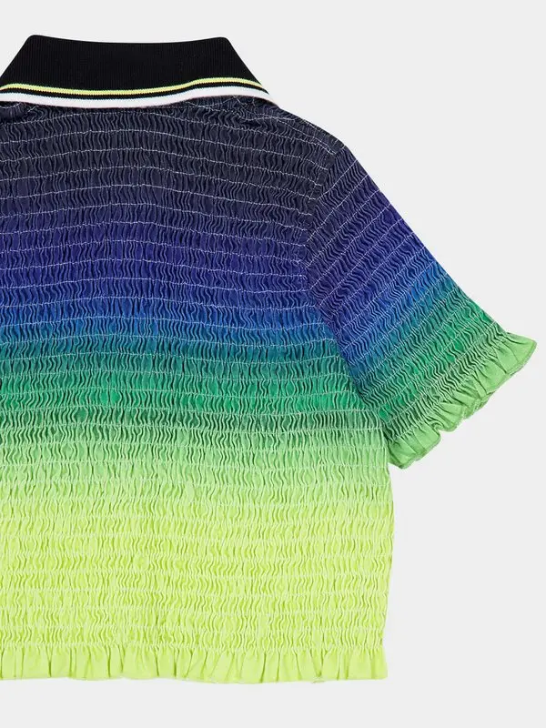 Casablanca Gradient Shirred Polo Shirt - Blue