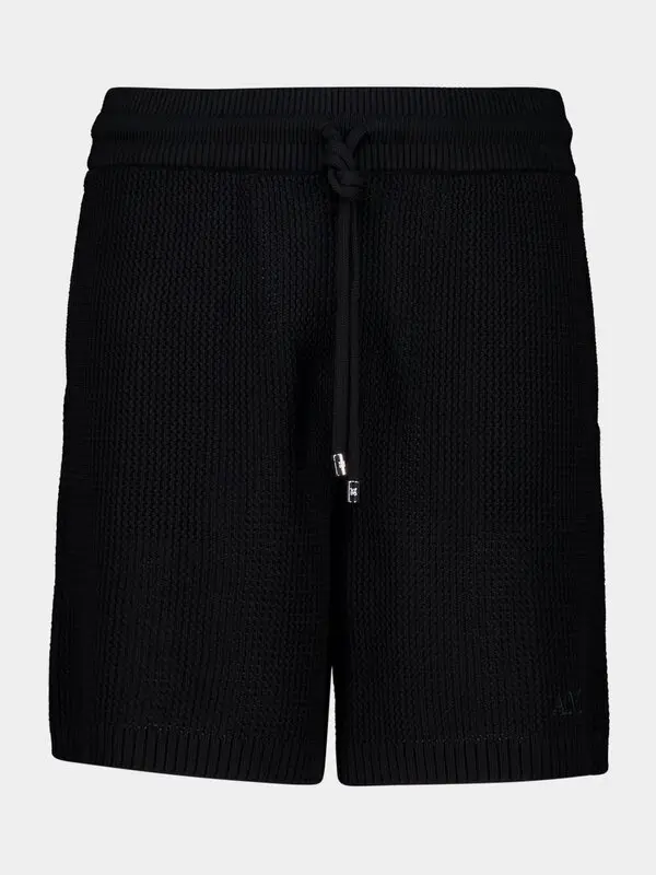 Amiri Crochet Mesh Knit Shorts - Black