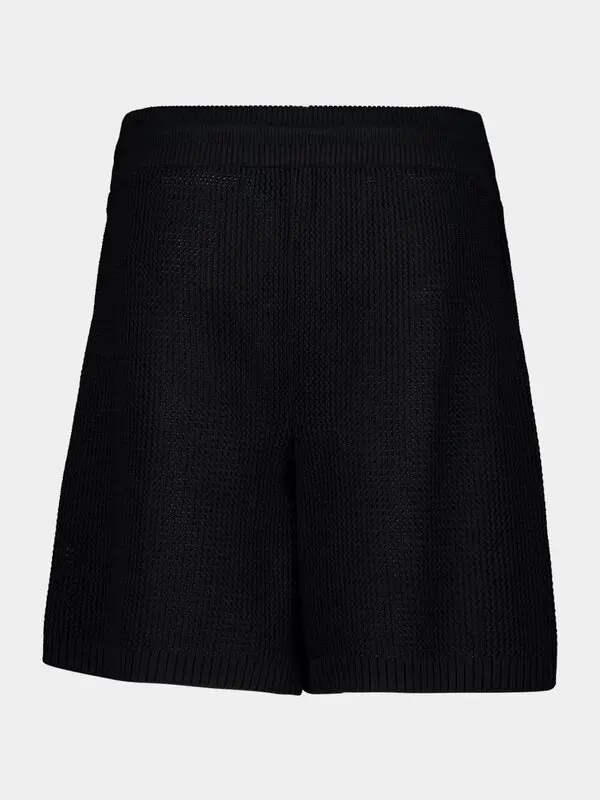 Amiri Crochet Mesh Knit Shorts - Black
