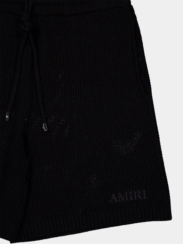 Amiri Crochet Mesh Knit Shorts - Black