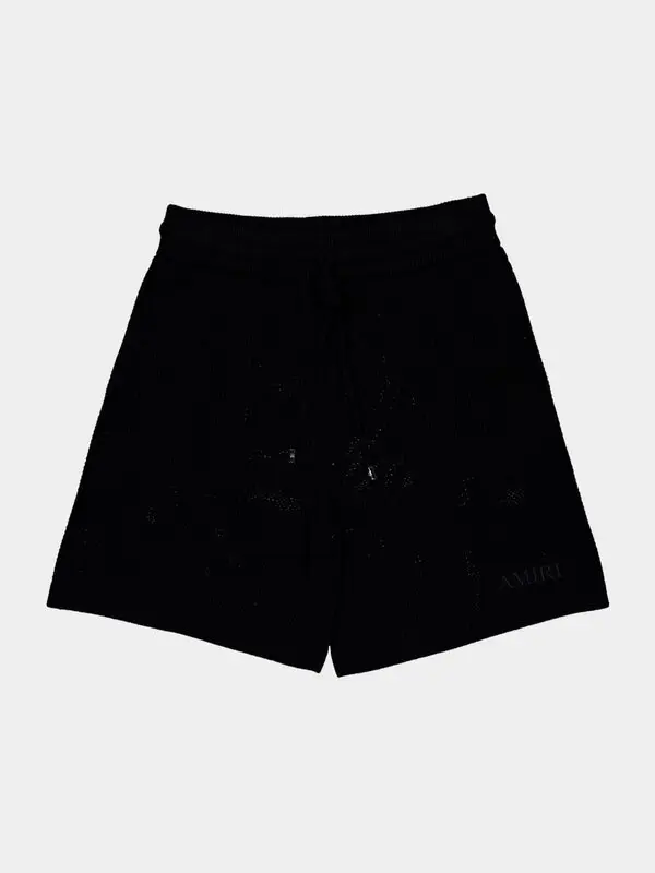 Amiri Crochet Mesh Knit Shorts - Black
