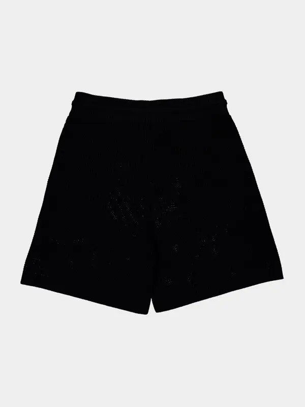Amiri Crochet Mesh Knit Shorts - Black