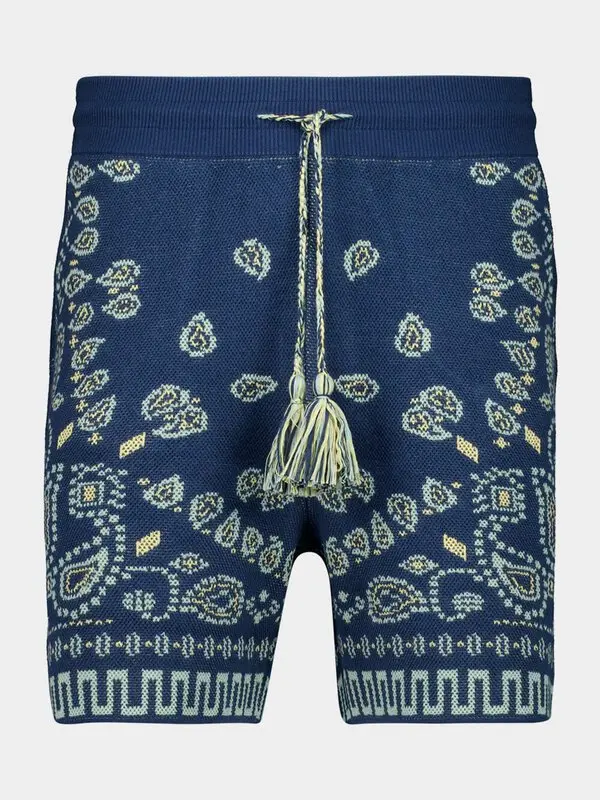 Alanui Cotton Piquet Bandana Bermuda Shorts - Blue