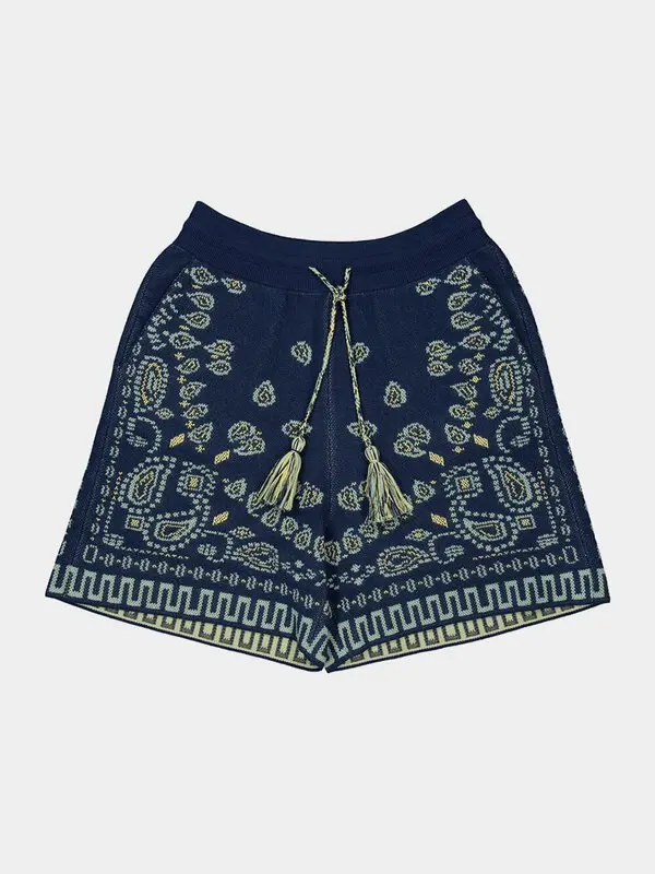 Alanui Cotton Piquet Bandana Bermuda Shorts - Blue