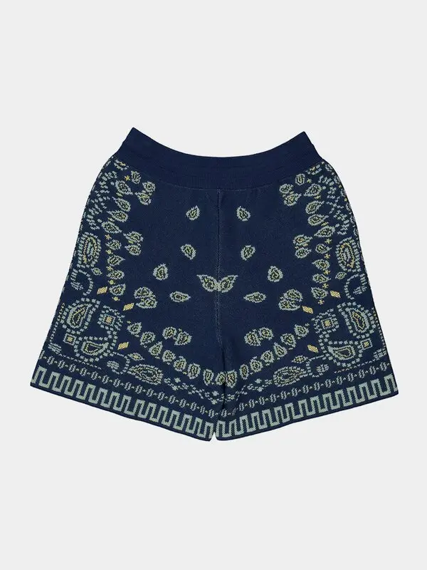 Alanui Cotton Piquet Bandana Bermuda Shorts - Blue