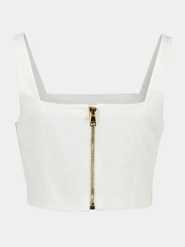 Balmain Strappy Bralette Top With Gold Buttons