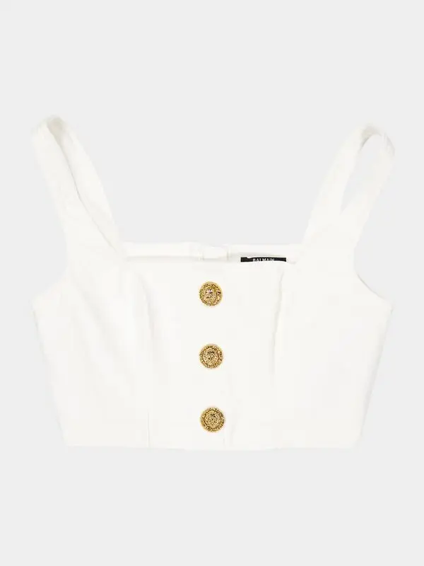 Balmain Strappy Bralette Top With Gold Buttons