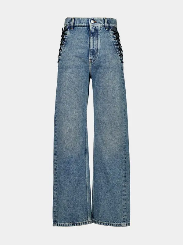 Stella McCartney Straight-leg Laced Denim Trousers - Blue