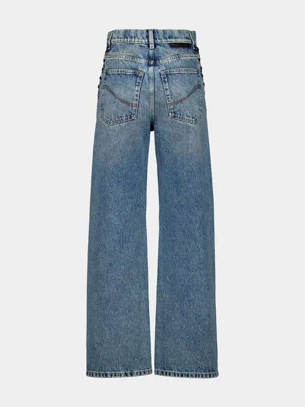 Stella McCartney Straight-leg Laced Denim Trousers - Blue