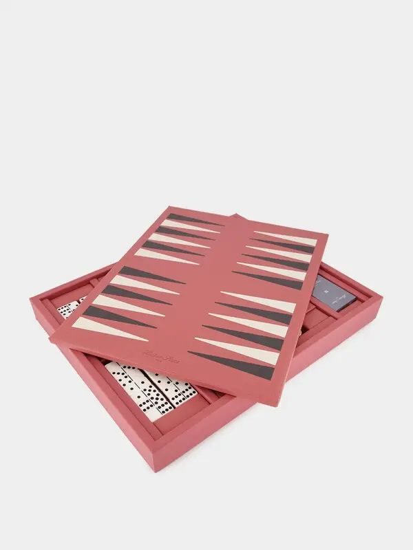 HECTOR SAXE PARIS Bois De Rose Leather Multi-game Box - Pink