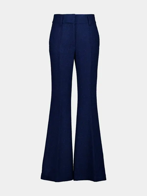 Gabriela Hearst Speckled Cashmere Flare Pants - Blue