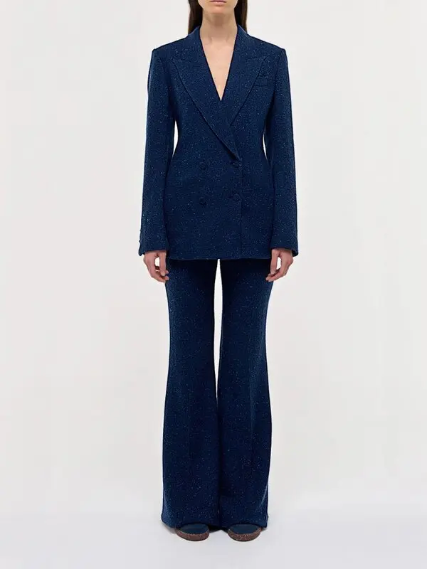 Gabriela Hearst Speckled Cashmere Flare Pants - Blue