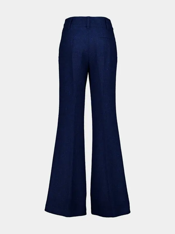 Gabriela Hearst Speckled Cashmere Flare Pants - Blue