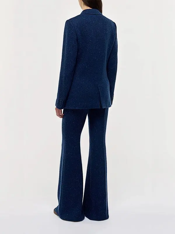 Gabriela Hearst Speckled Cashmere Flare Pants - Blue