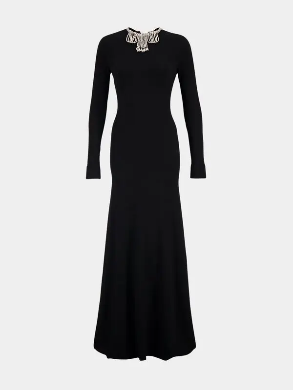 Rabanne Jeweled Backless Knit Gown