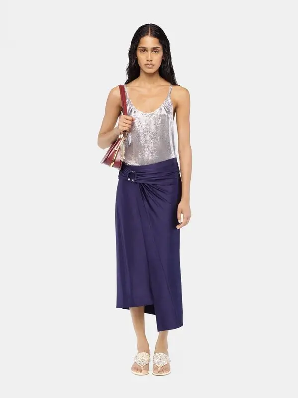 Rabanne Piercing Detail Midi Skirt - Blue