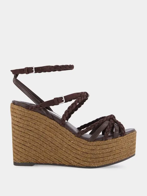 JIMMY CHOO Nyra 100 Wedge Sandals - Brown