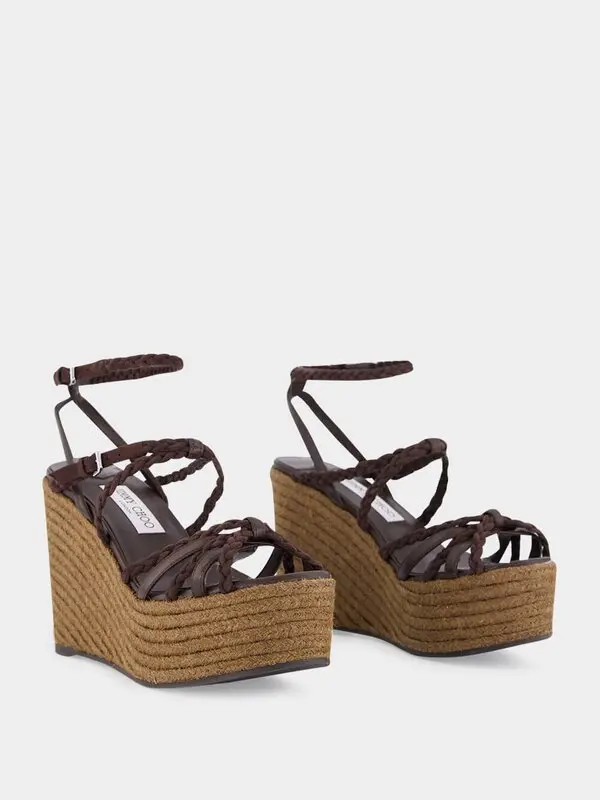 JIMMY CHOO Nyra 100 Wedge Sandals - Brown