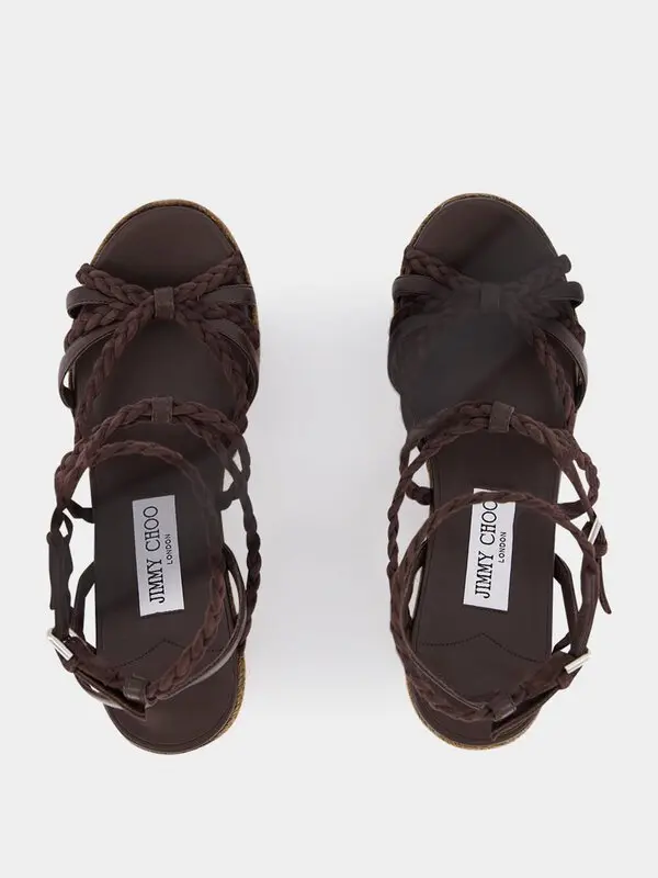 JIMMY CHOO Nyra 100 Wedge Sandals - Brown