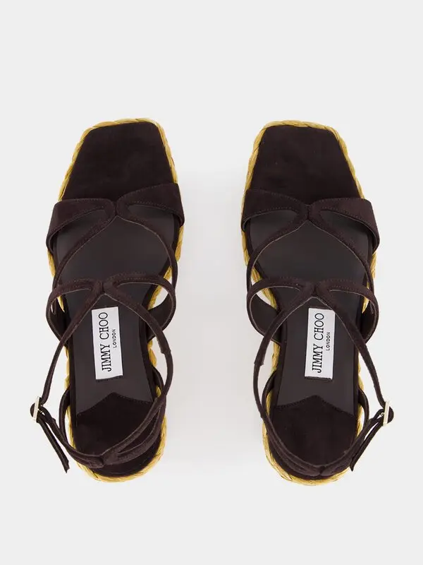 JIMMY CHOO Ayla 85 Suede Wedge Sandals