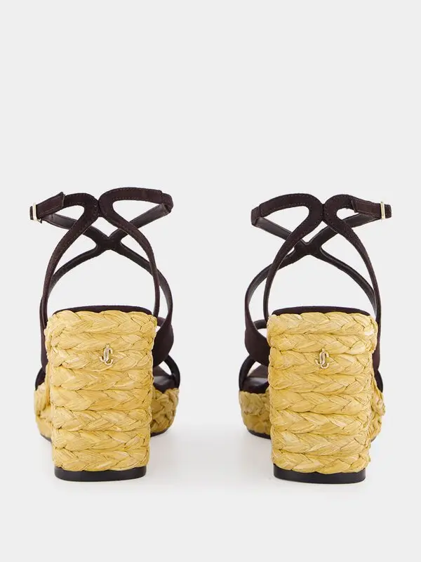 JIMMY CHOO Ayla 85 Suede Wedge Sandals