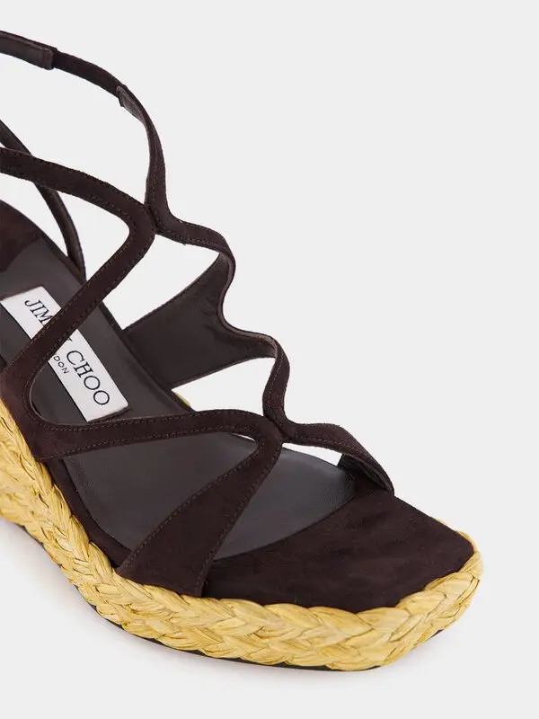 JIMMY CHOO Ayla 85 Suede Wedge Sandals