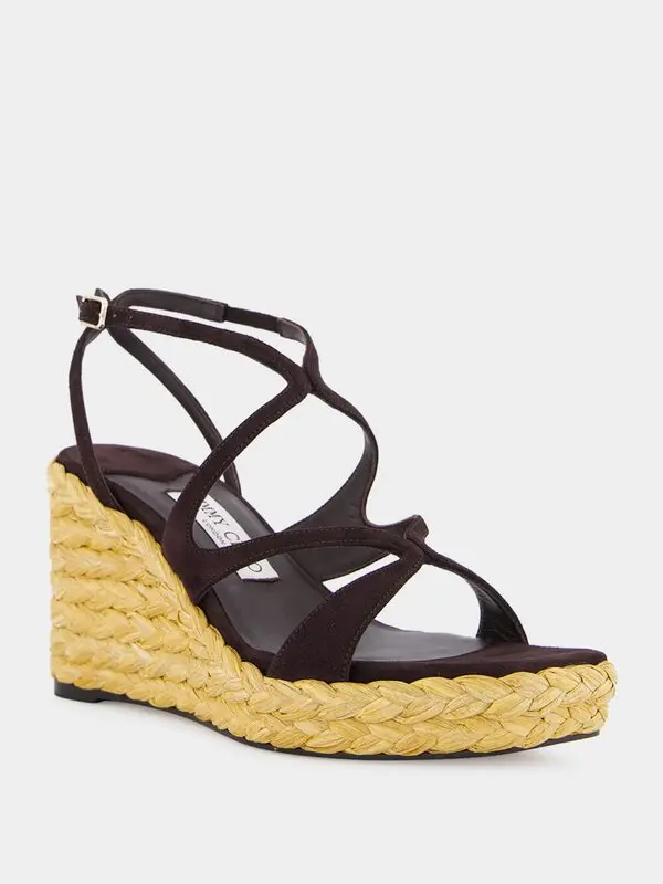 JIMMY CHOO Ayla 85 Suede Wedge Sandals