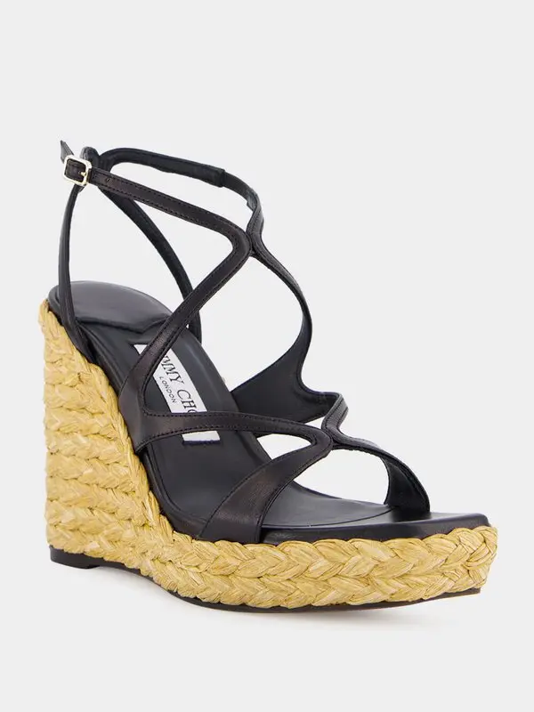 JIMMY CHOO Ayla 110 Leather Wedge Sandals