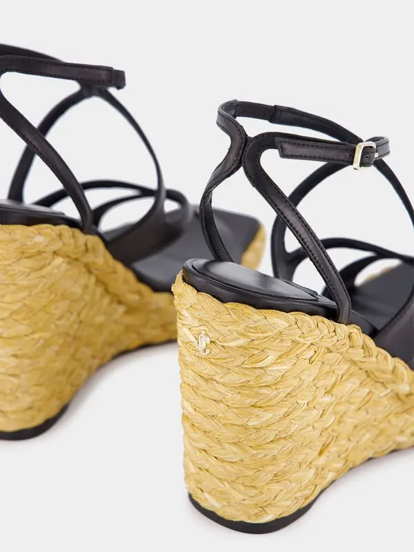 JIMMY CHOO Ayla 110 Leather Wedge Sandals