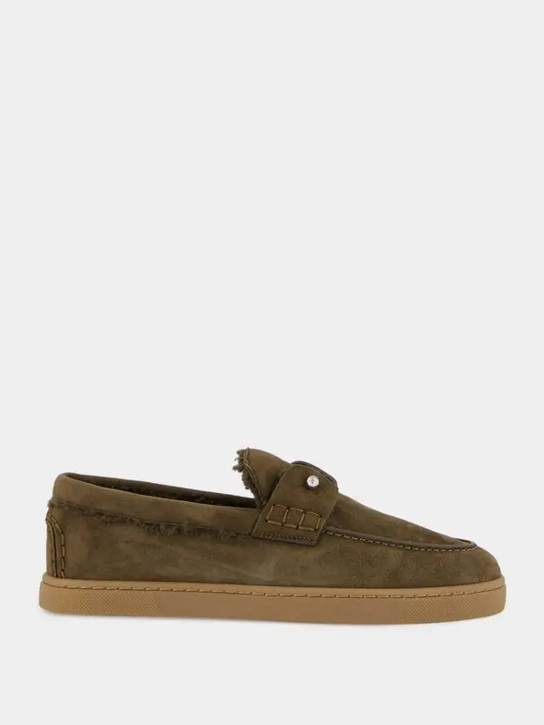 CHRISTIAN LOUBOUTIN Bronzo Chambeliboat Shearling Boat Shoes - Brown