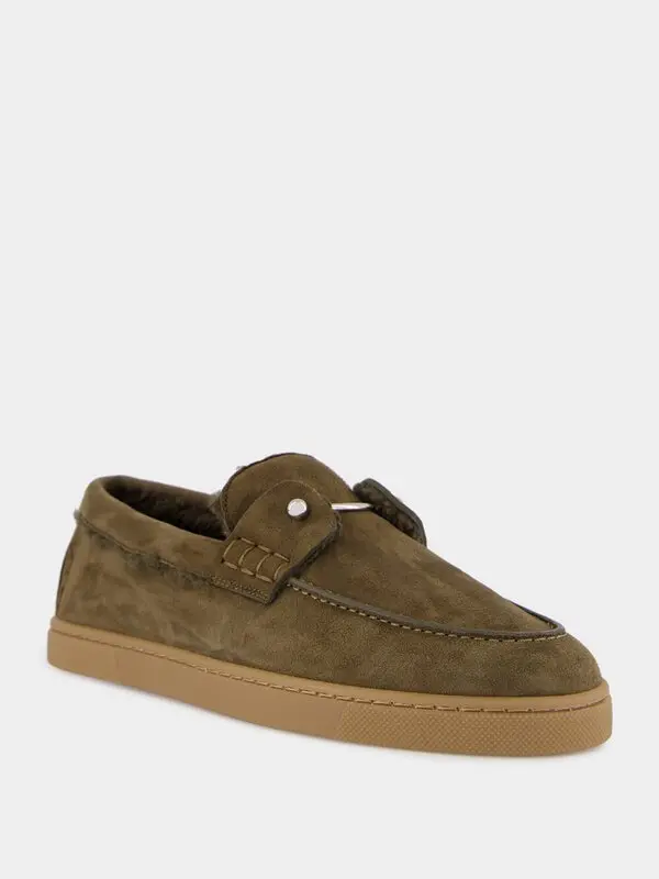 CHRISTIAN LOUBOUTIN Bronzo Chambeliboat Shearling Boat Shoes