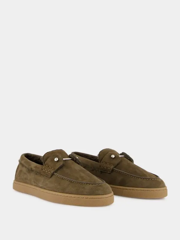 CHRISTIAN LOUBOUTIN Bronzo Chambeliboat Shearling Boat Shoes