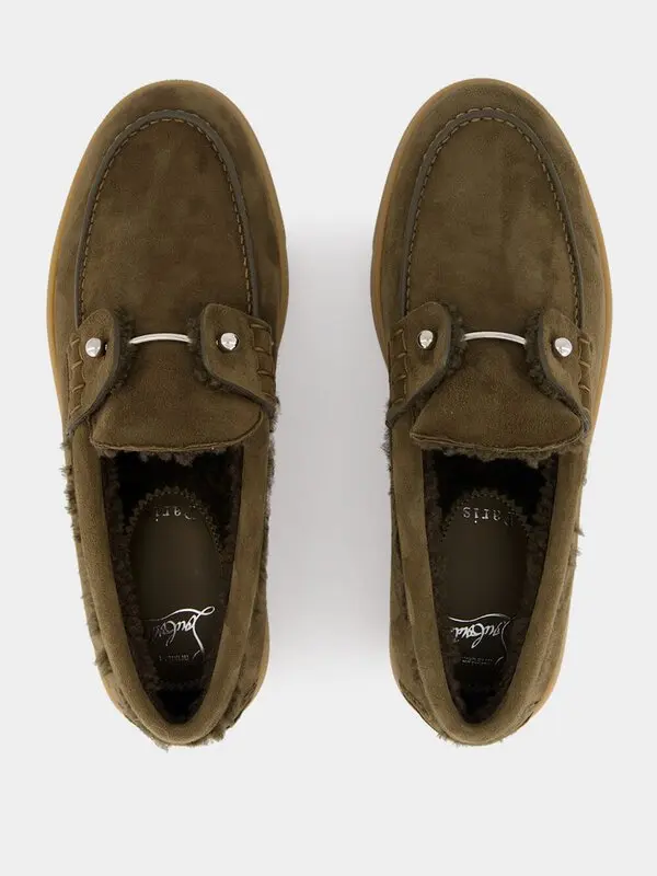 CHRISTIAN LOUBOUTIN Bronzo Chambeliboat Shearling Boat Shoes