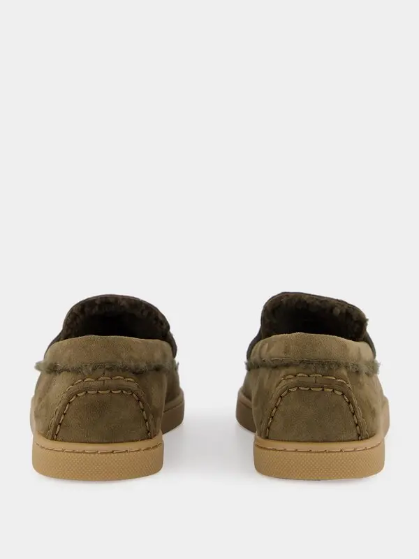 CHRISTIAN LOUBOUTIN Bronzo Chambeliboat Shearling Boat Shoes