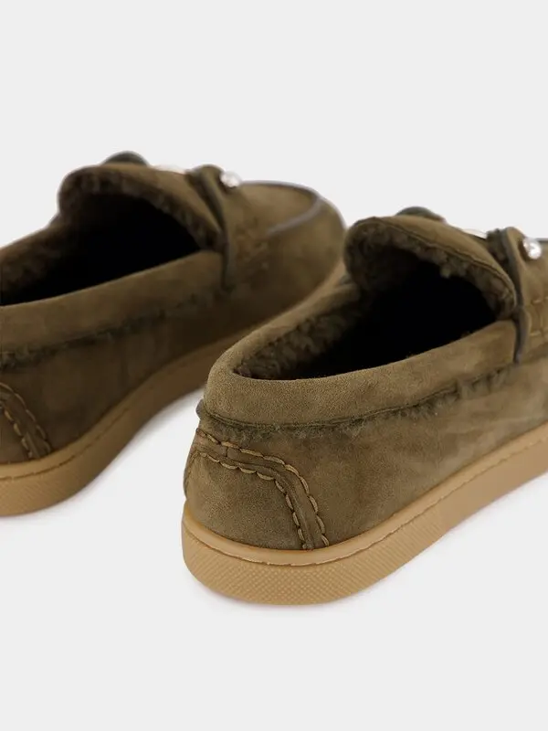 CHRISTIAN LOUBOUTIN Bronzo Chambeliboat Shearling Boat Shoes