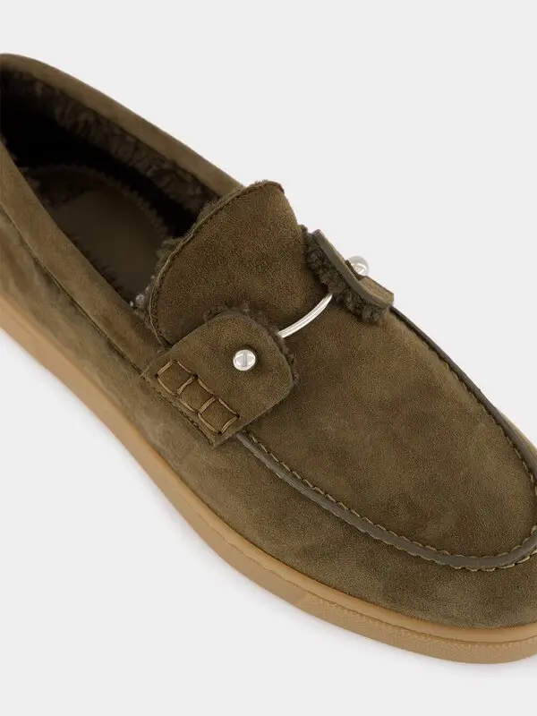 CHRISTIAN LOUBOUTIN Bronzo Chambeliboat Shearling Boat Shoes