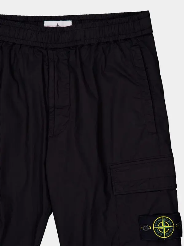 Stone Island Stretch Cotton Cargo Trousers - Black