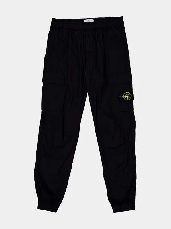 Stone Island Stretch Cotton Cargo Trousers - Black