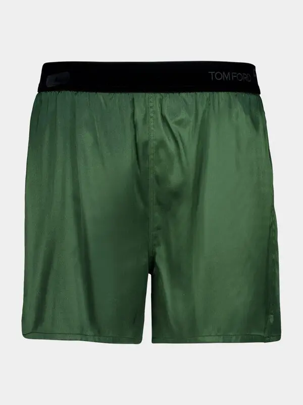 TOM FORD Stretch Silk Satin Pj Shorts - Green