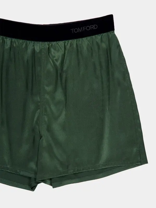 TOM FORD Stretch Silk Satin Pj Shorts - Green