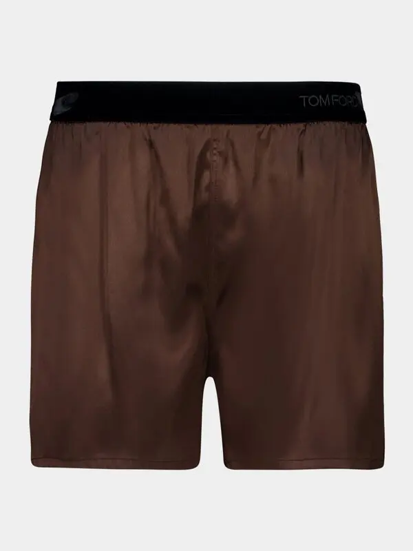 TOM FORD Stretch Silk Satin Pj Shorts - Brown