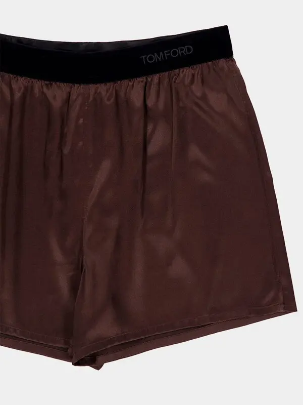 TOM FORD Stretch Silk Satin Pj Shorts - Brown