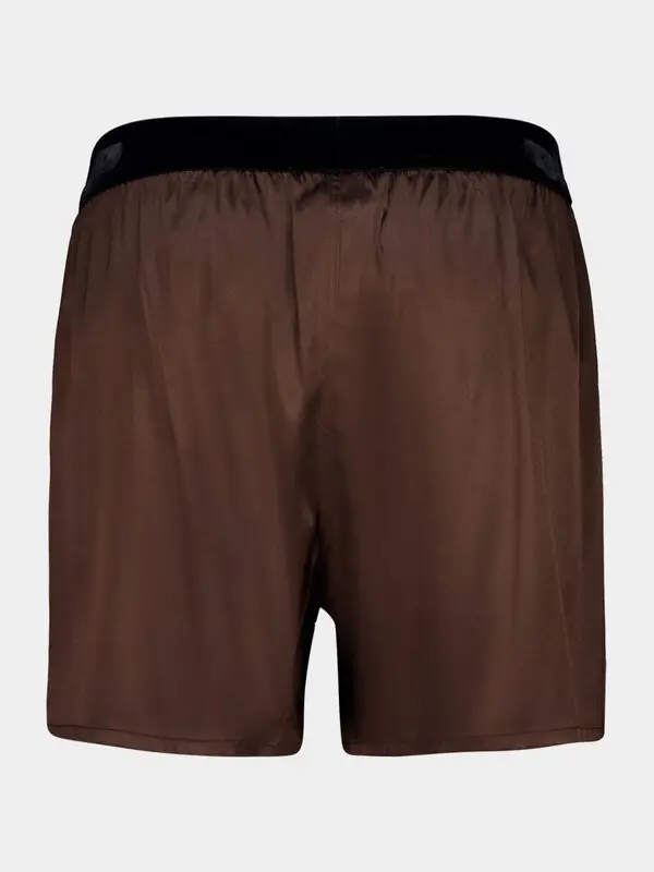 TOM FORD Stretch Silk Satin Pj Shorts - Brown