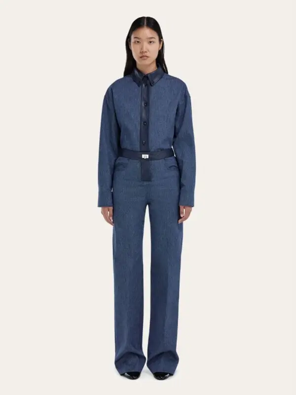 FERRAGAMO High-waisted Wide-leg Denim Trousers - Blue